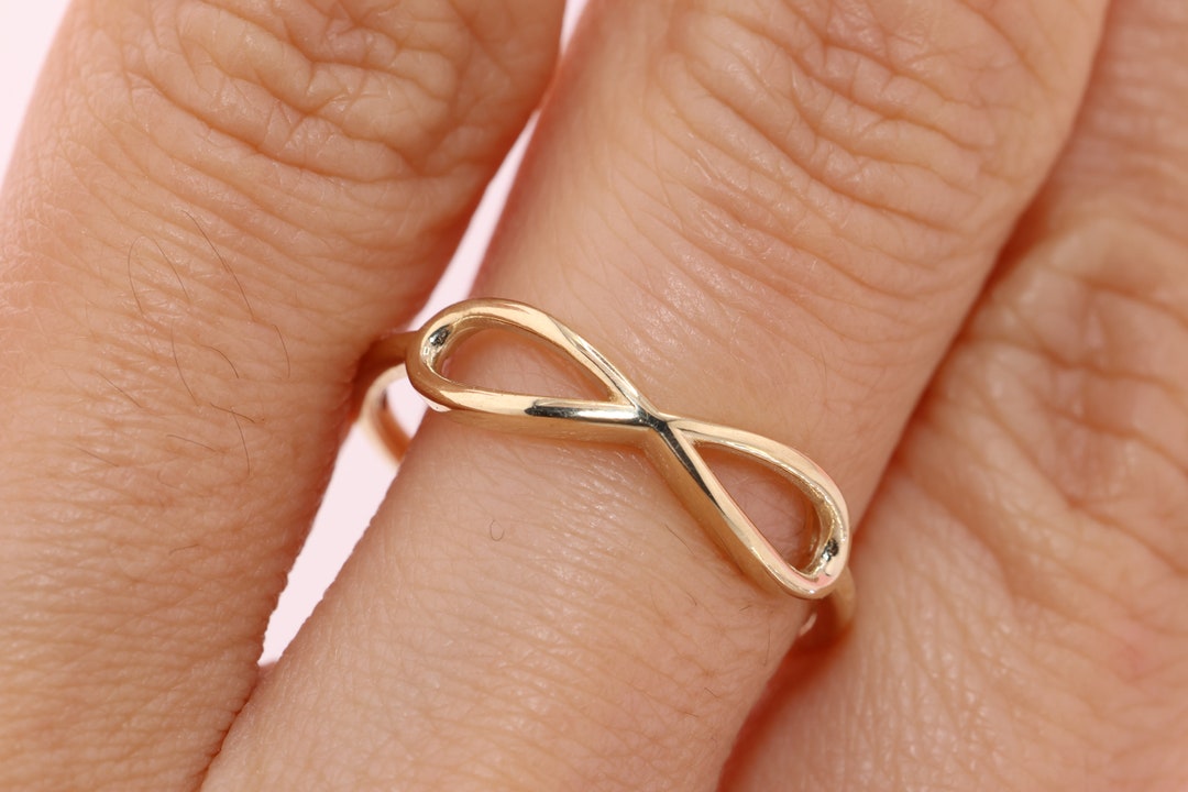 14K Gold Simple Infinity Ring / Women's Dainty Gold Ring / Friendship ...