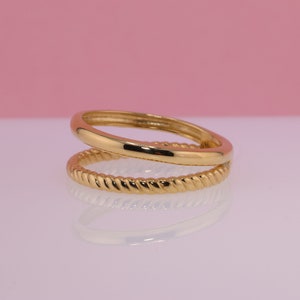 14K Double Band Ring/ Minimalist Ring/ Twist Double Band - Etsy