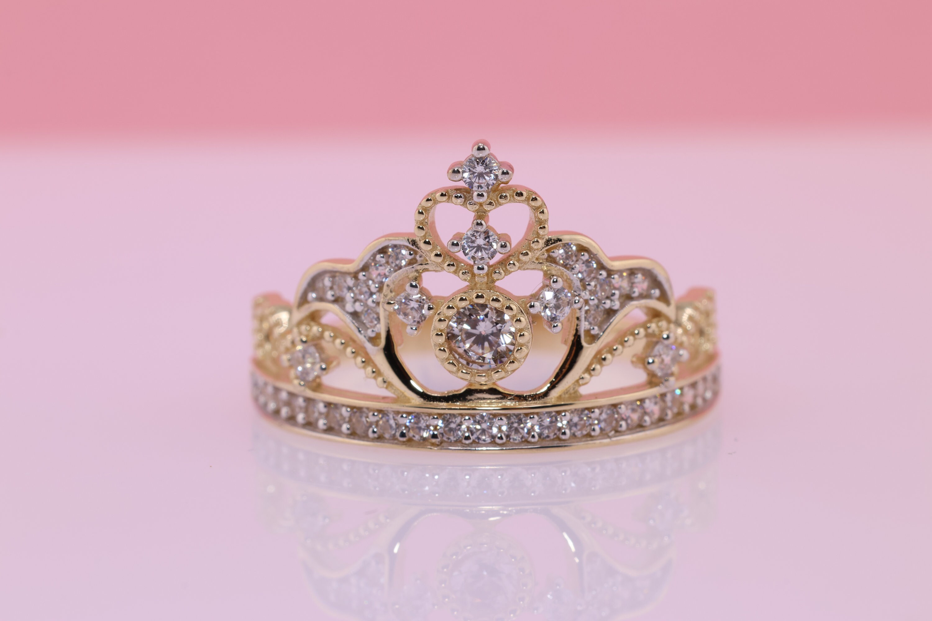 14K Gold 15 Anos Quinceanera Crown RING/ Fifteen CZ Stones for - Etsy