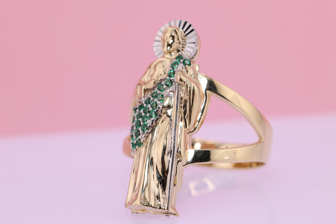 14k Solid Gold Saint Jude San Judas Ring / Gift for Her / Religious ...