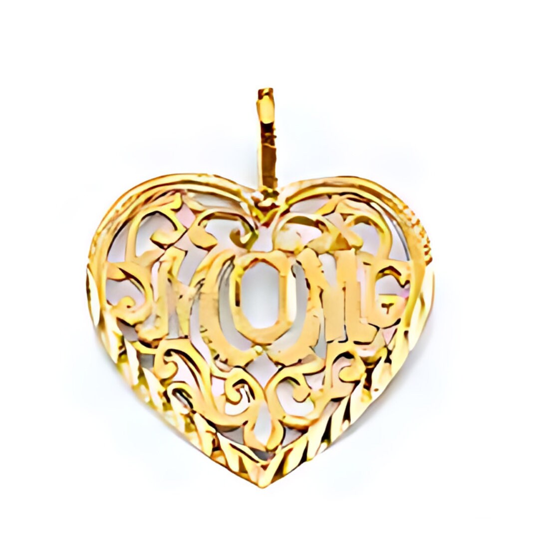 14K SOLID Gold Mothers Day Pendants, Mom Charms, Yellow Gold ...