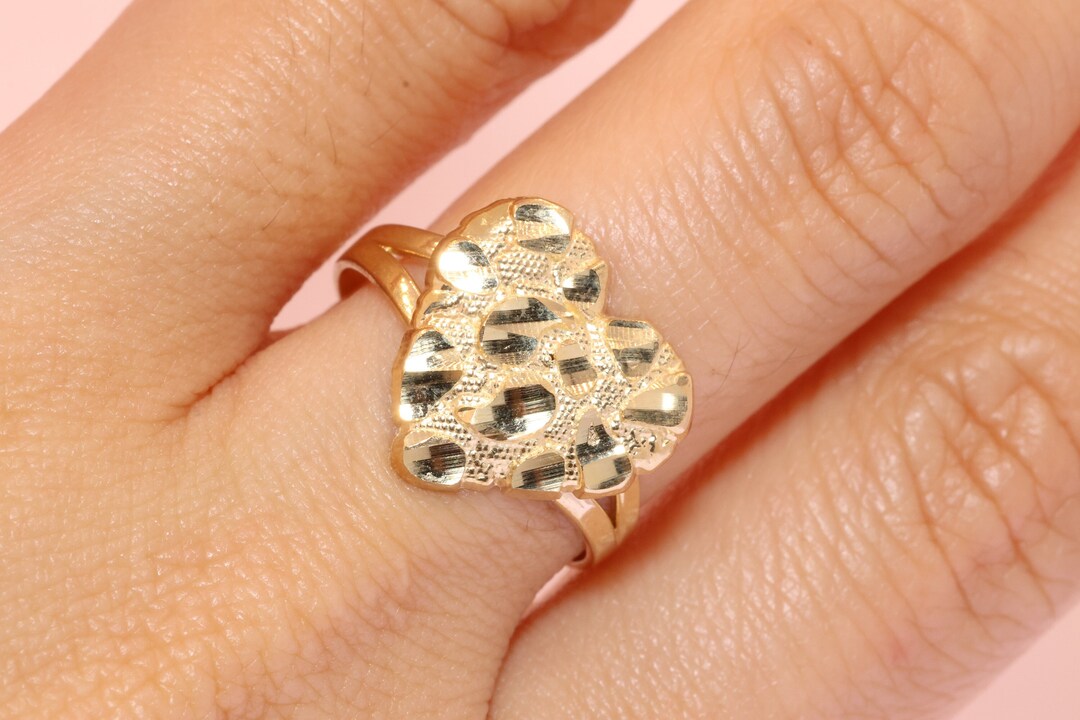 10K Gold Heart Nugget Ring / Nugget Ring / Dainty Ring / Gift for Her ...