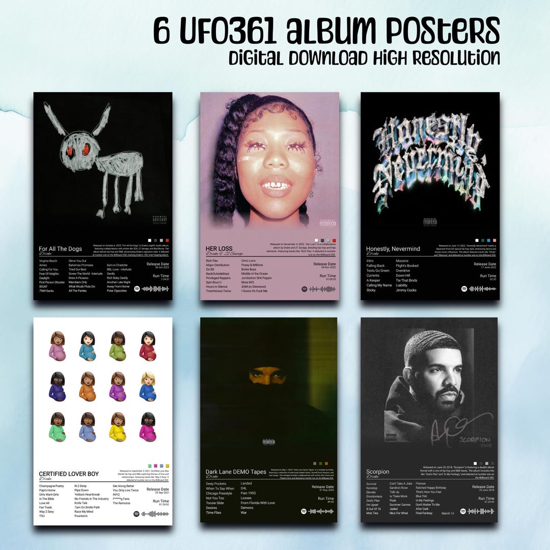 Drake High-resolution Album Poster Set, Includes 6 Iconic Covers, A ...