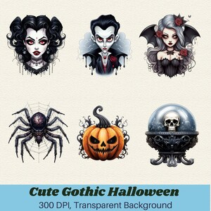 Cute Gothic Halloween Clipart Bundle Halloween Clipart PNG Halloween ...