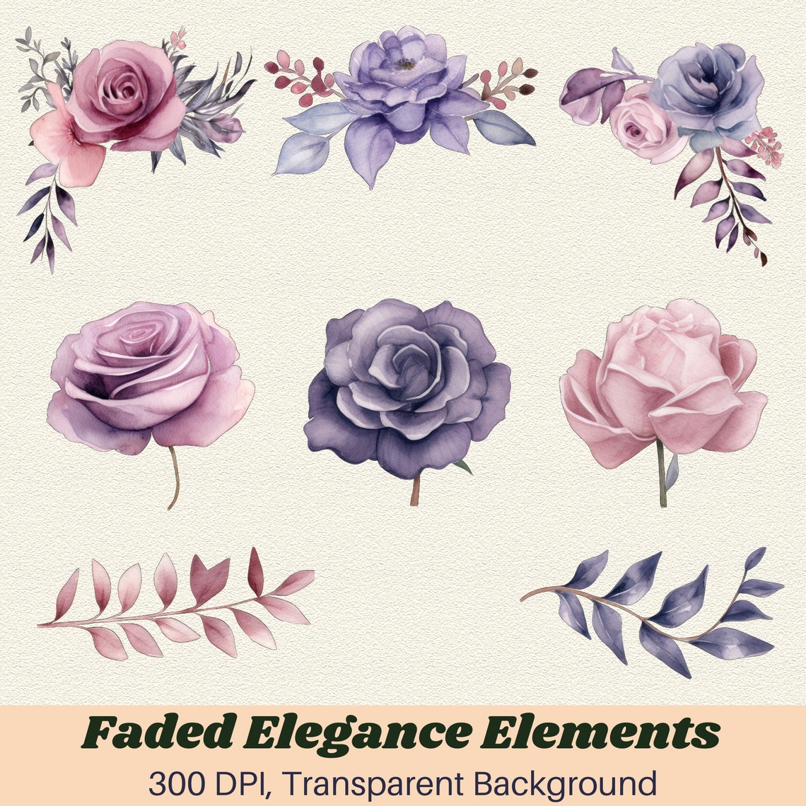 Faded Elegance Watercolor Clipart Wedding Clipart - Etsy