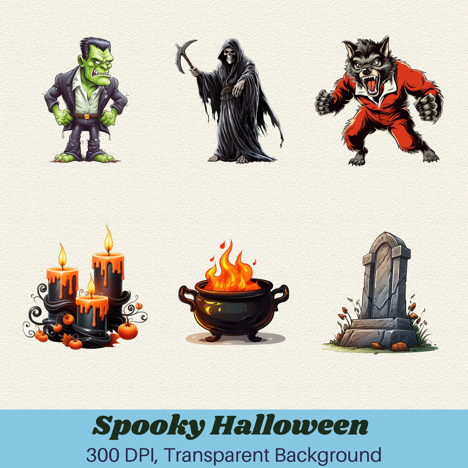 Spooky Halloween Clipart Clipart Bundle Halloween Clipart PNG Cute ...