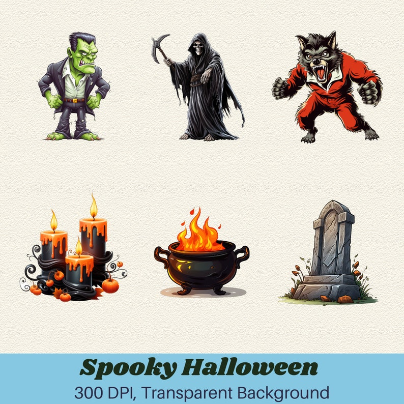 Spooky Halloween Clipart Clipart Bundle Halloween Clipart PNG Cute ...