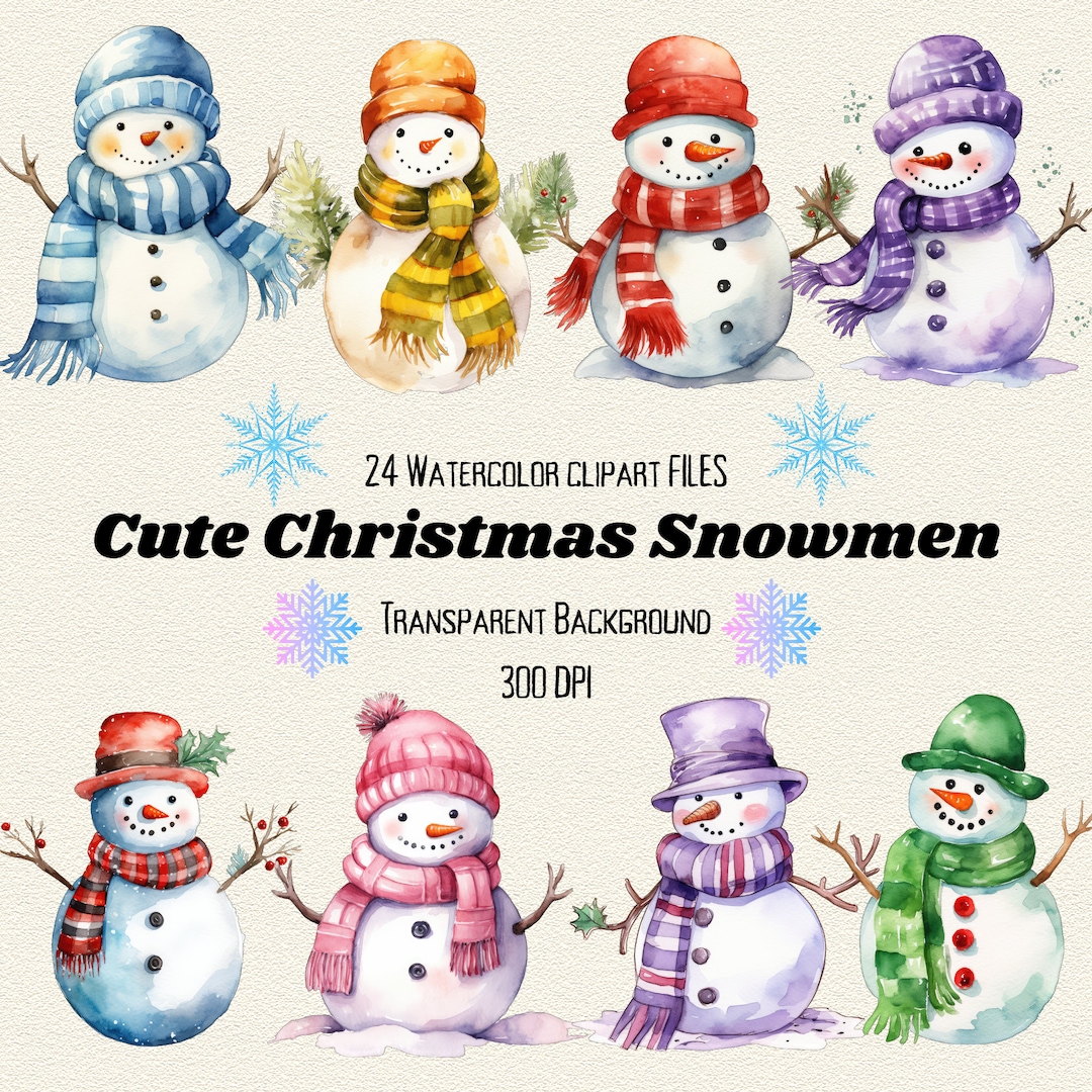 Snowman Clipart Snowman PNG for Arts & Crafts Cute Snowman Watercolor ...