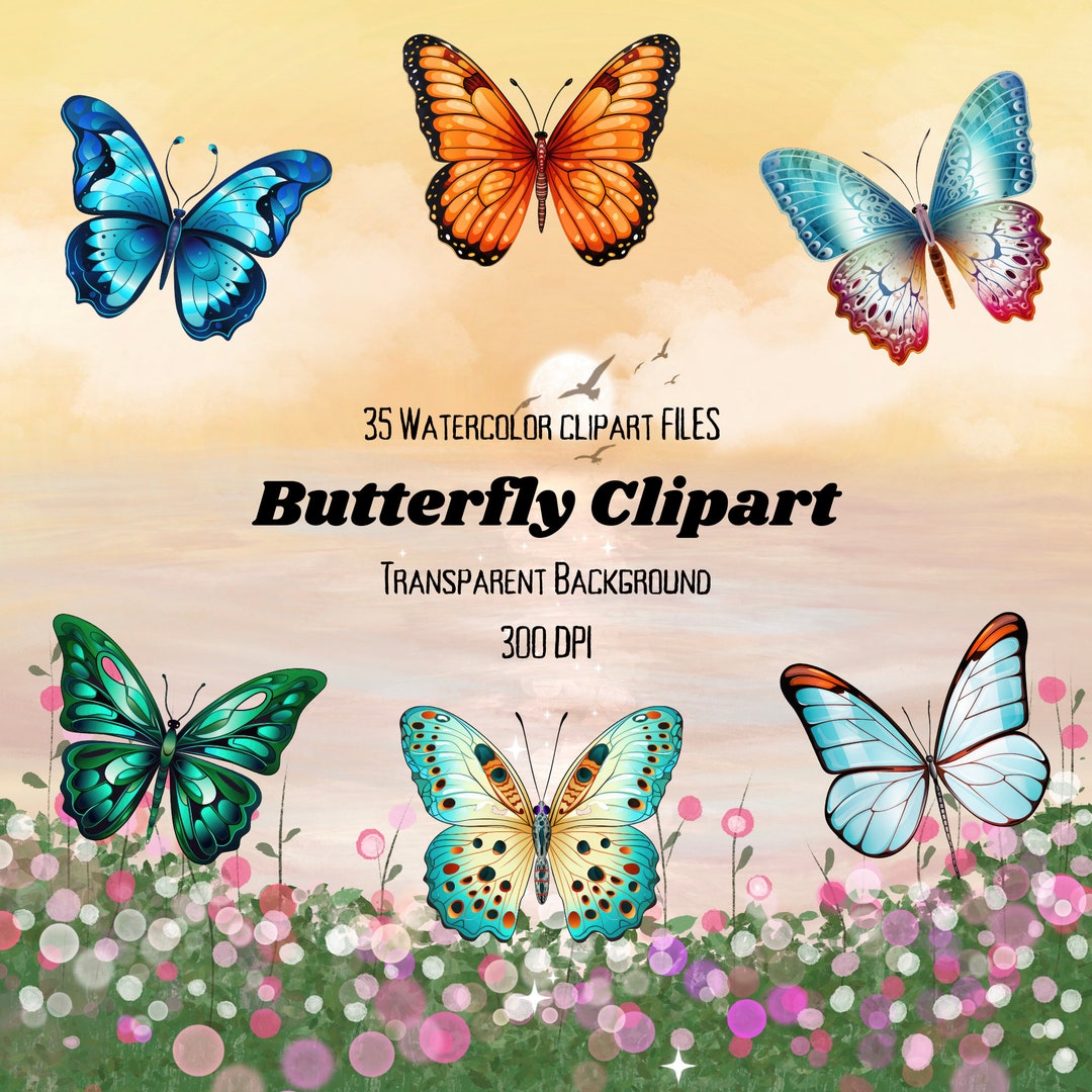 Butterfly Clipart Bundle PNG Butterfly PNG Watercolor Butterflies ...