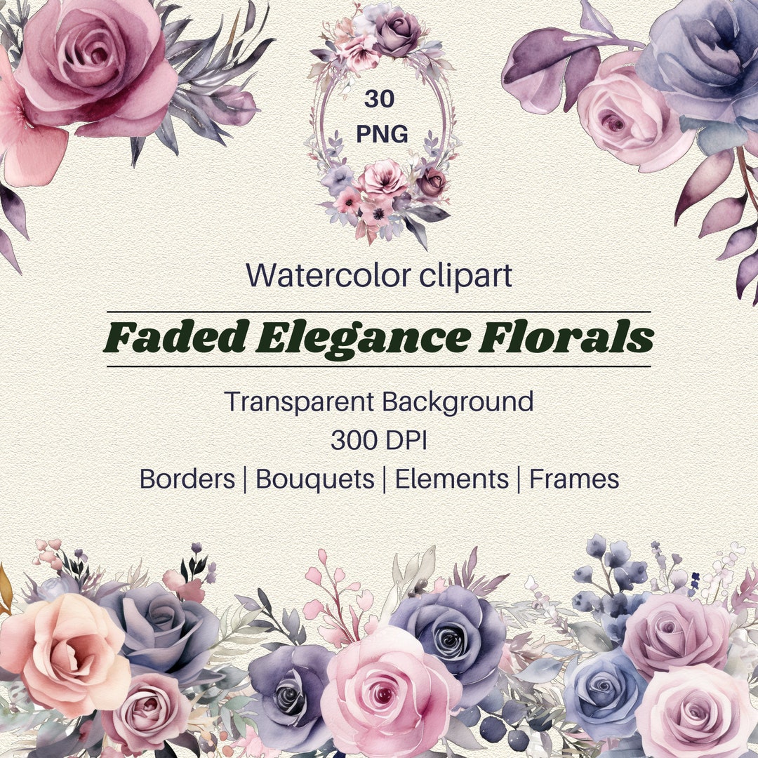 Faded Elegance Watercolor Clipart Wedding Clipart - Etsy
