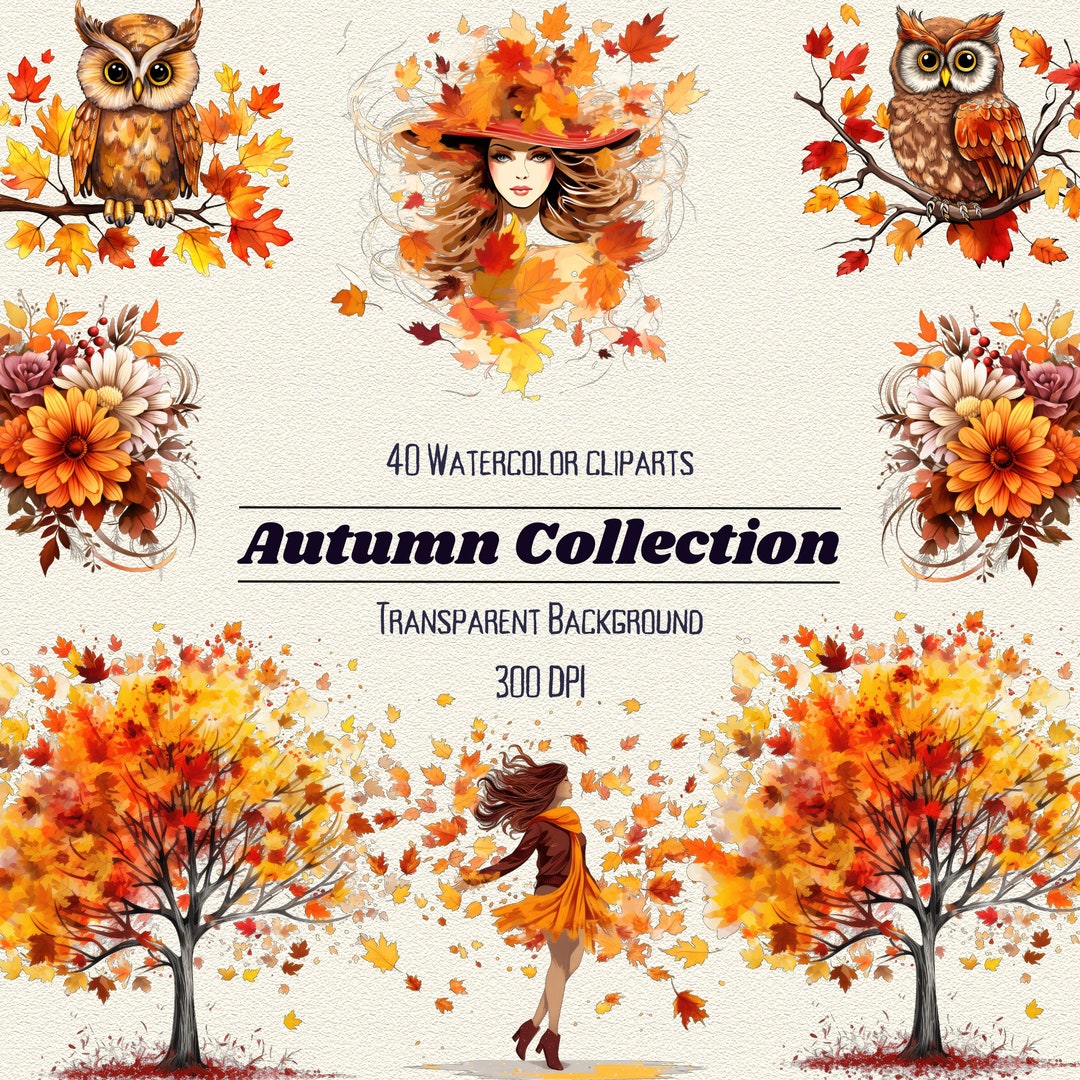 Autumn Collection Fall Harvest Clipart Bundle 40 PNG Fall Collection ...
