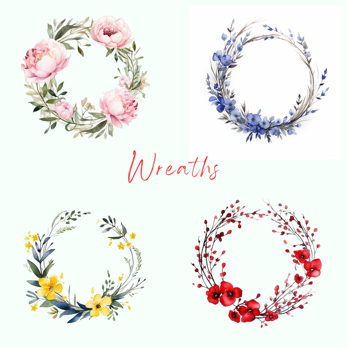 100 Blooms Floral Collection Watercolor Floral Clipart Floral Borders ...