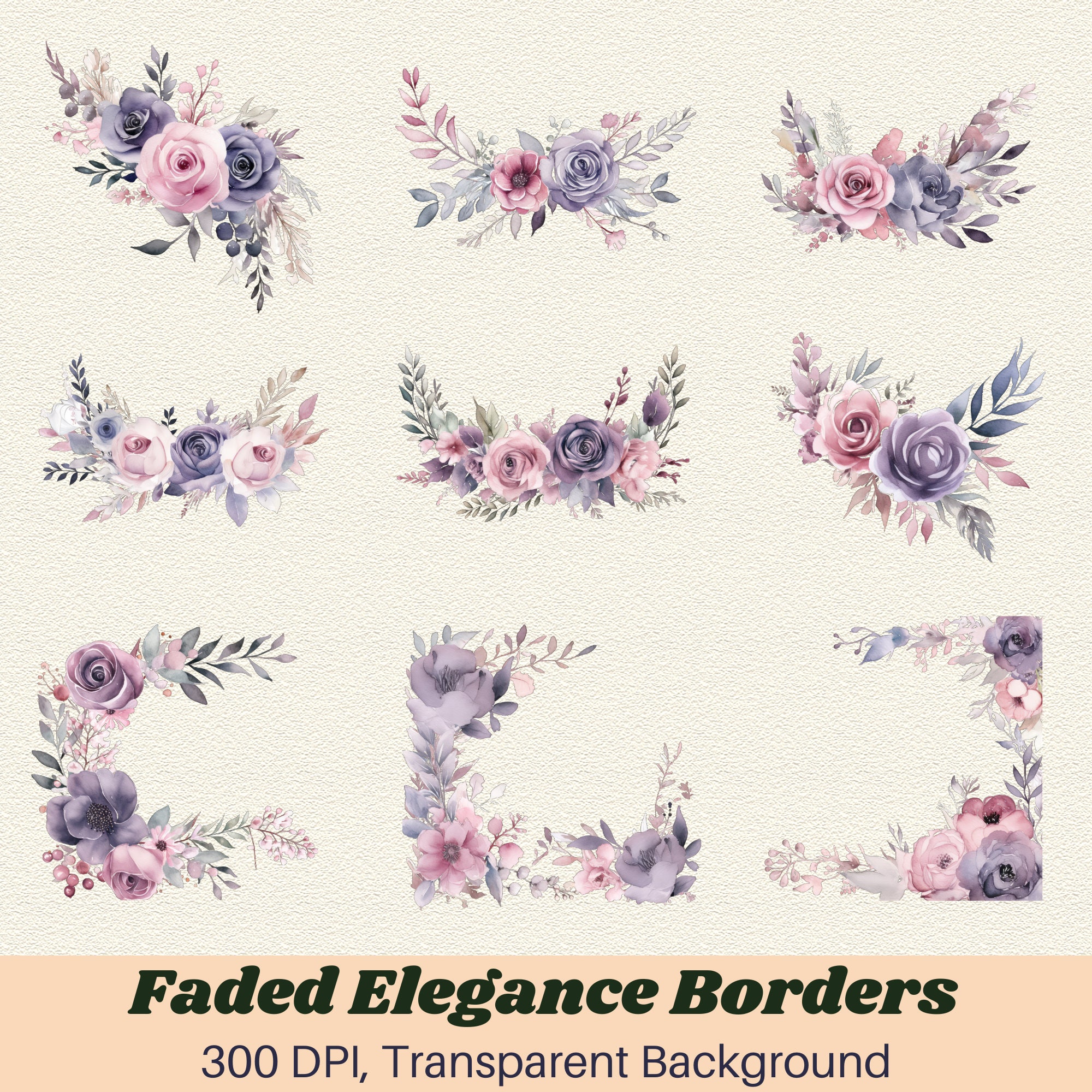 Faded Elegance Watercolor Clipart Wedding Clipart - Etsy