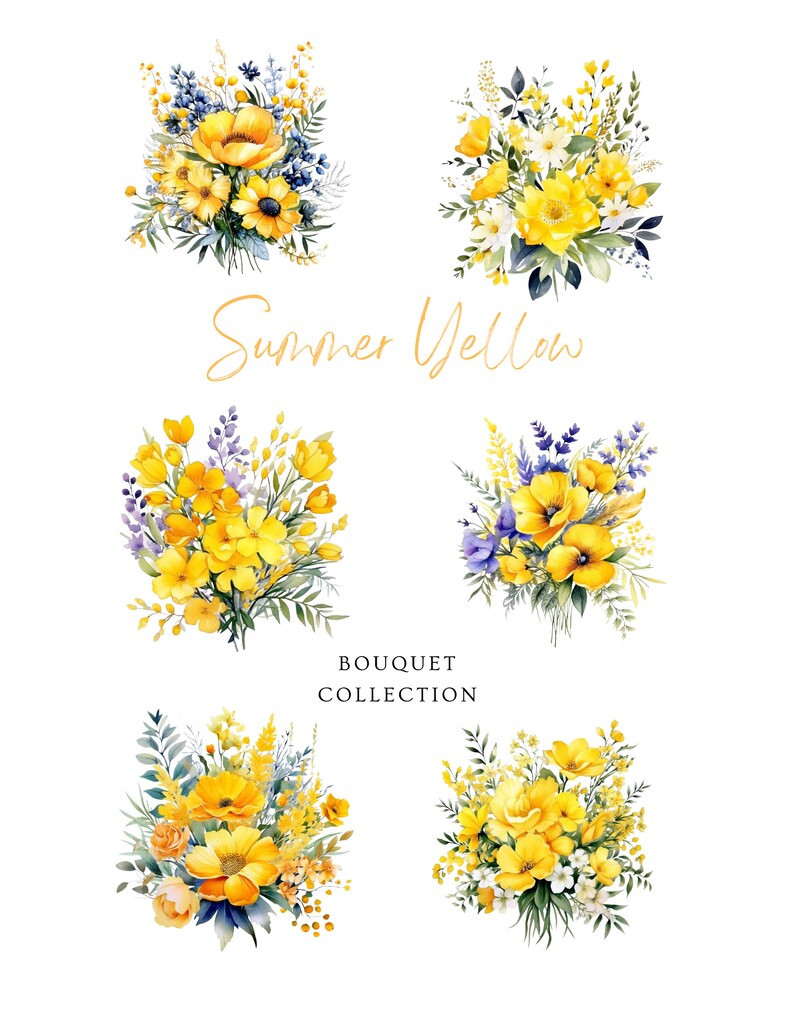 Summer Yellow Watercolor Floral Clipart Floral Borders Wild Flowers ...