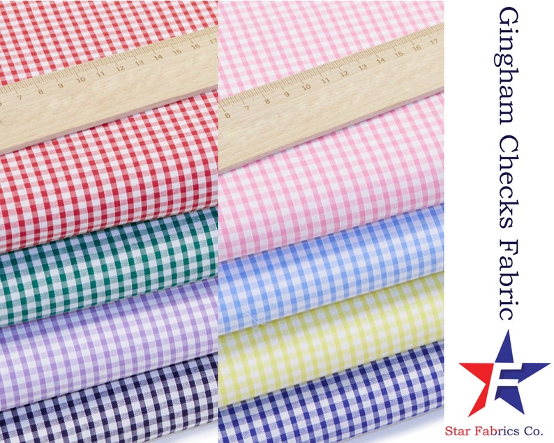 Gingham Cotton Small Check Fabric / 100 % Cotton Small Check Fabric ...