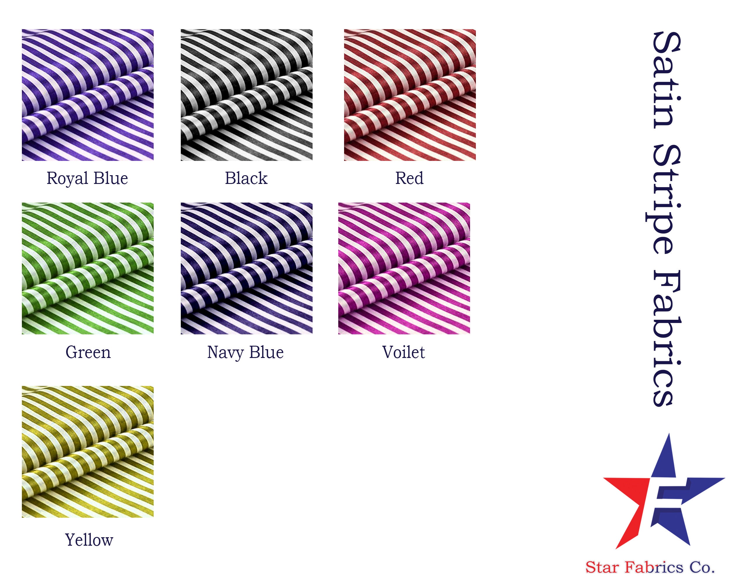 Stripe Satin Print Fabric | Satin Stripe by the Yard/meter | Satin 3 ...