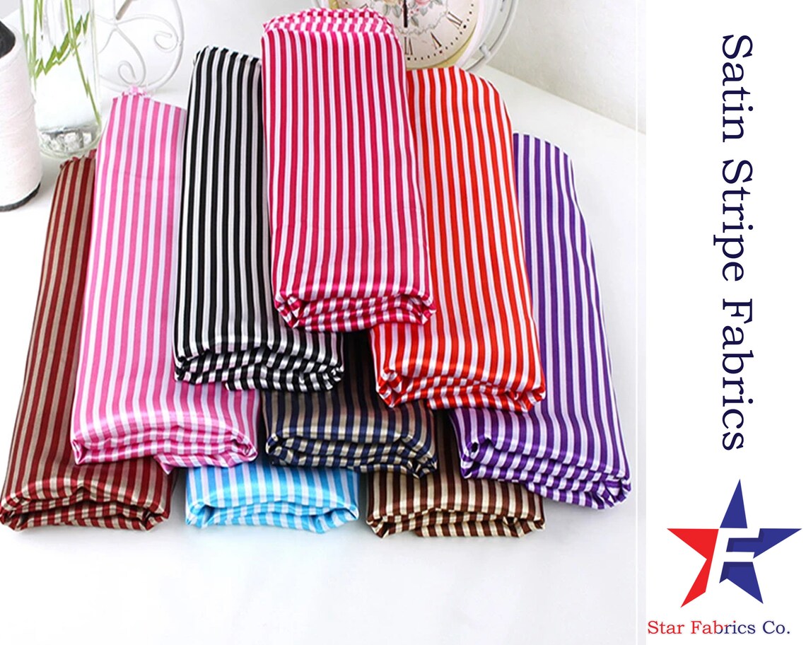 Stripe Satin Print Fabric | Satin Stripe by the Yard/meter | Satin 3 ...