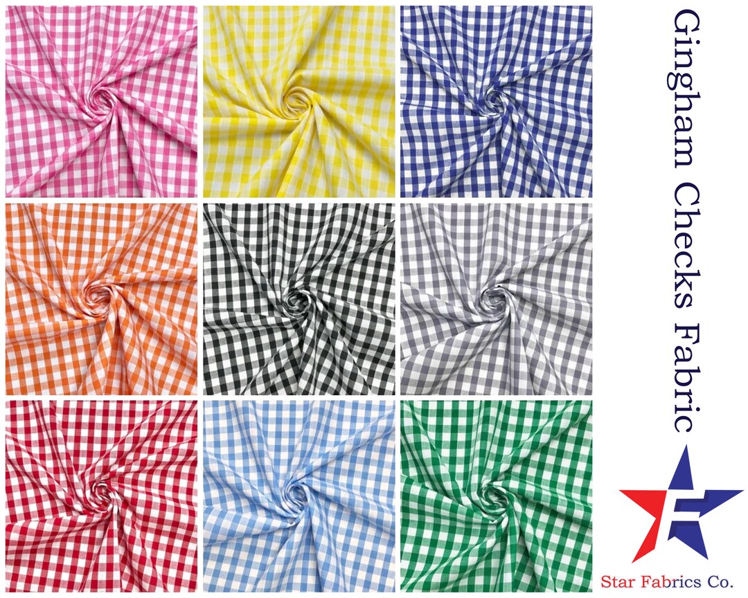 Gingham Cotton Small Check Fabric / 100 % Cotton Small Check Fabric ...
