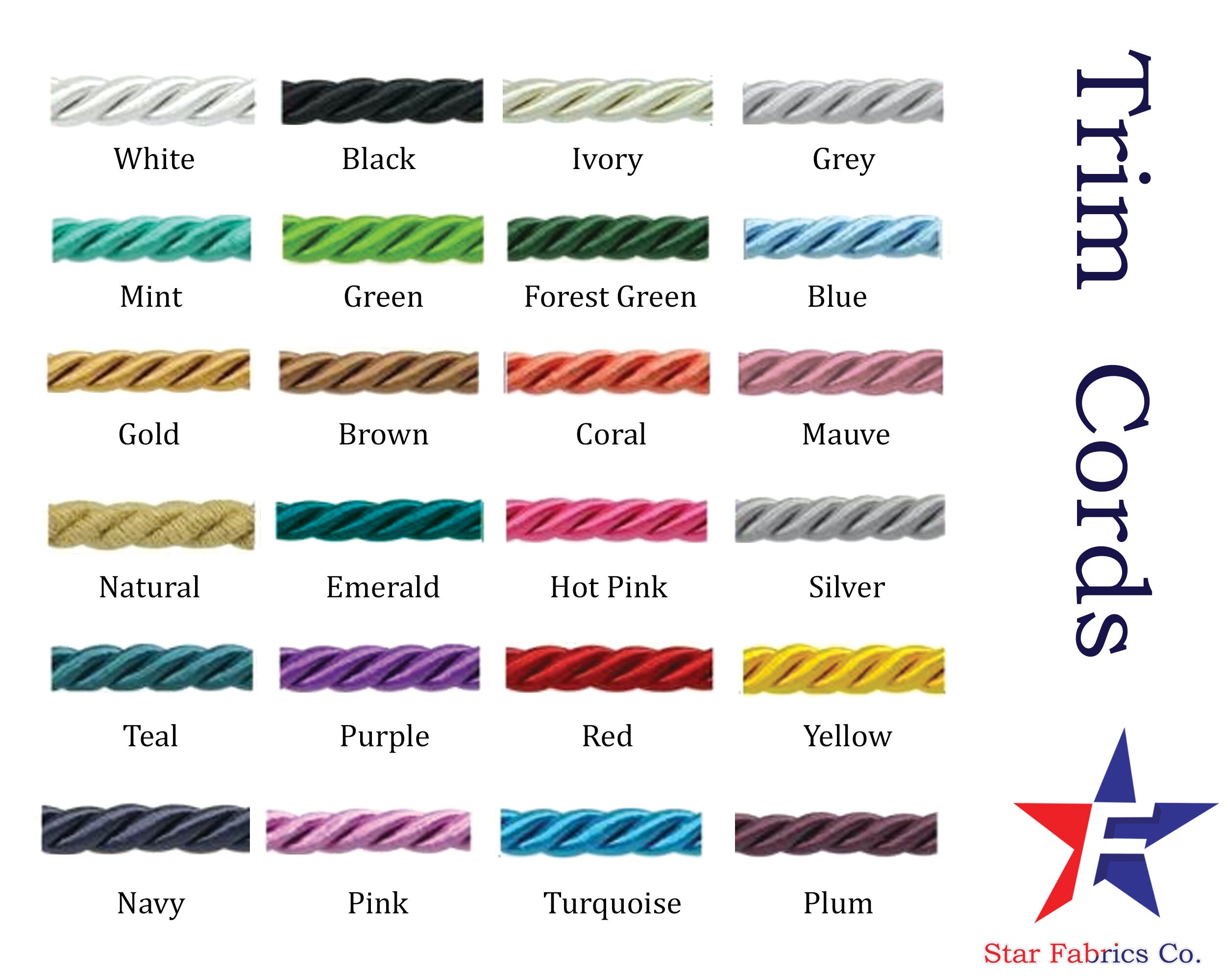 Trim Cords by the Yard Decorative Cord Trims - 24 Colors - Etsy