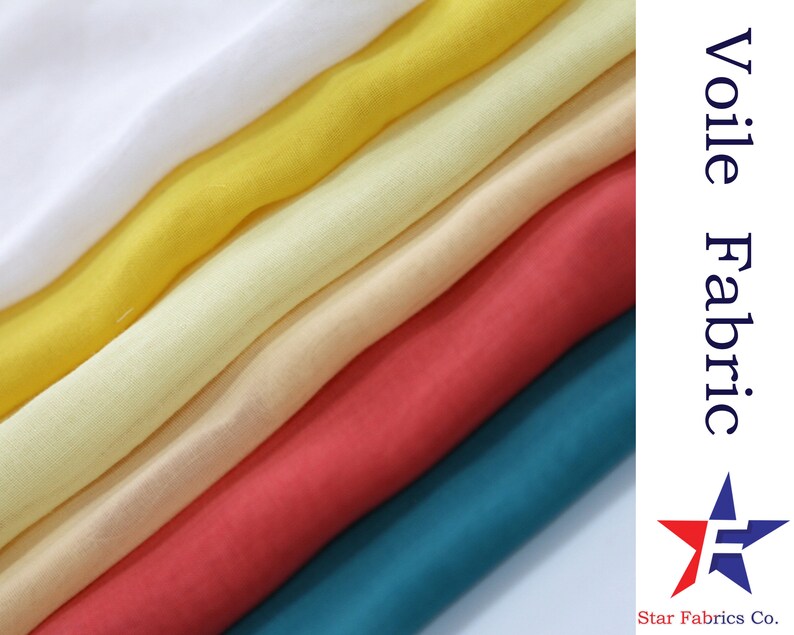 Voile Fabric by the Yard, 100% Cotton Voile Fabric Solid Pattern 56 ...