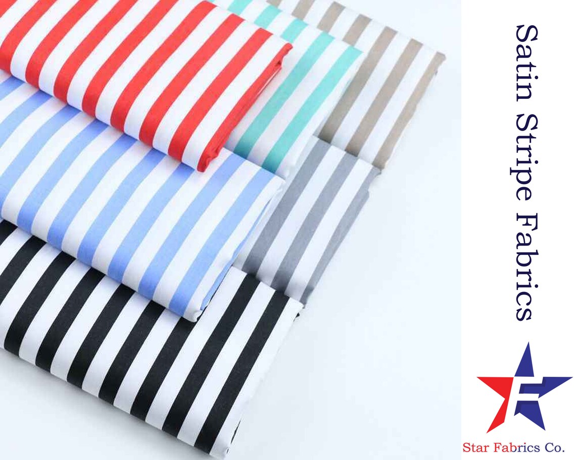 Stripe Satin Print Fabric | Satin Stripe by the Yard/meter | Satin 3 ...