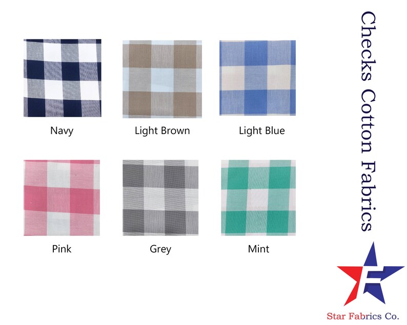 Cotton Check Fabric Samples / 100 % Cotton Fabric Samples / - Etsy