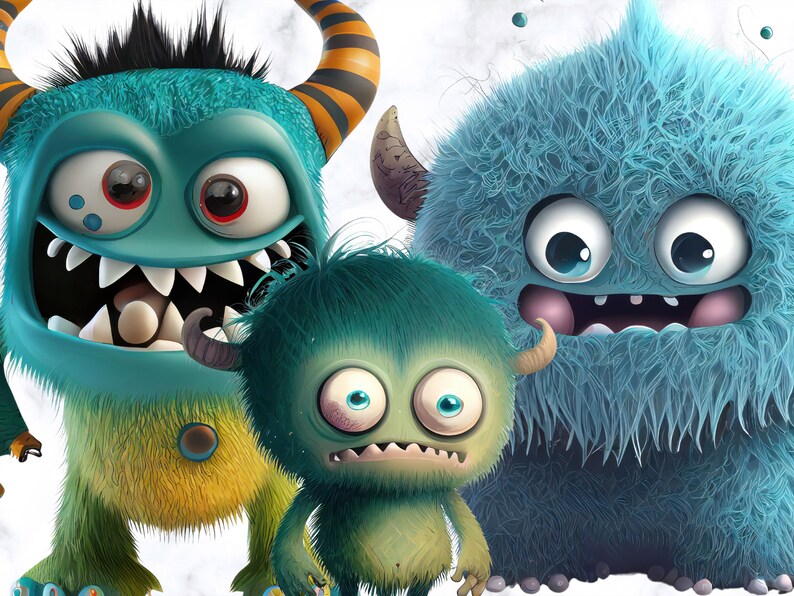 Collection of 30 High-quality 3D Monster Cliparts Cute Monsters ...