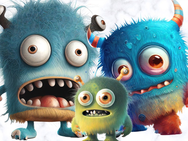 Collection of 30 High-quality 3D Monster Cliparts Cute Monsters ...