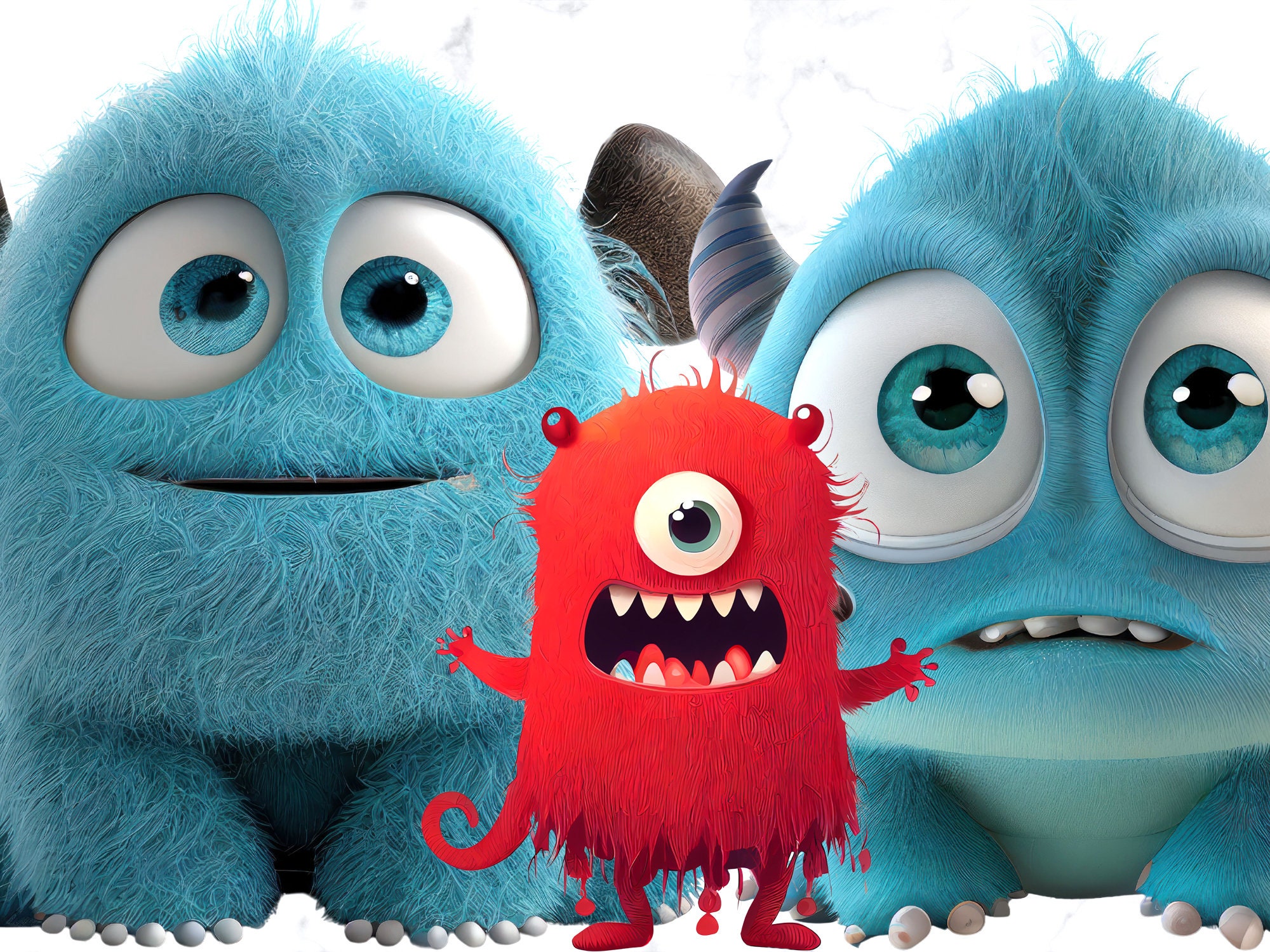 Collection of 30 High-quality 3D Monster Cliparts Cute Monsters ...