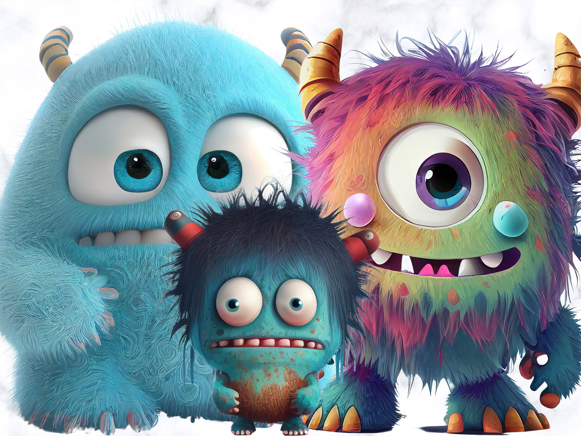 Collection of 30 High-quality 3D Monster Cliparts Cute Monsters ...