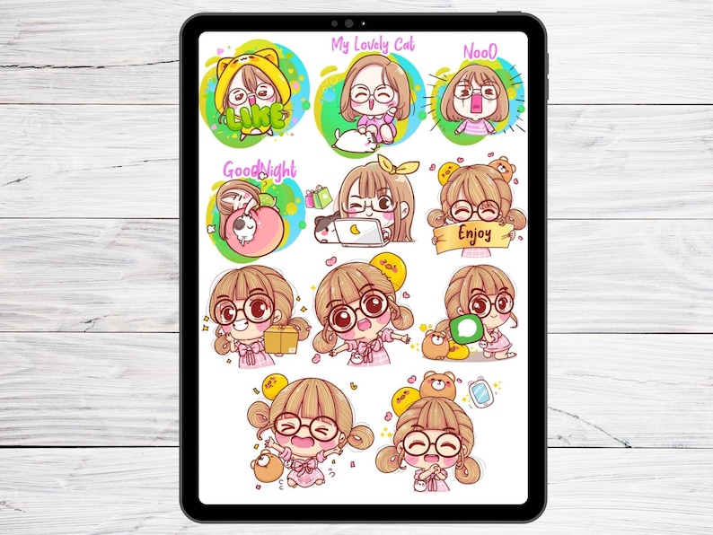 100 Cute Anime Girl Stickers for Digital Planners goodnotes Pre-cropped ...