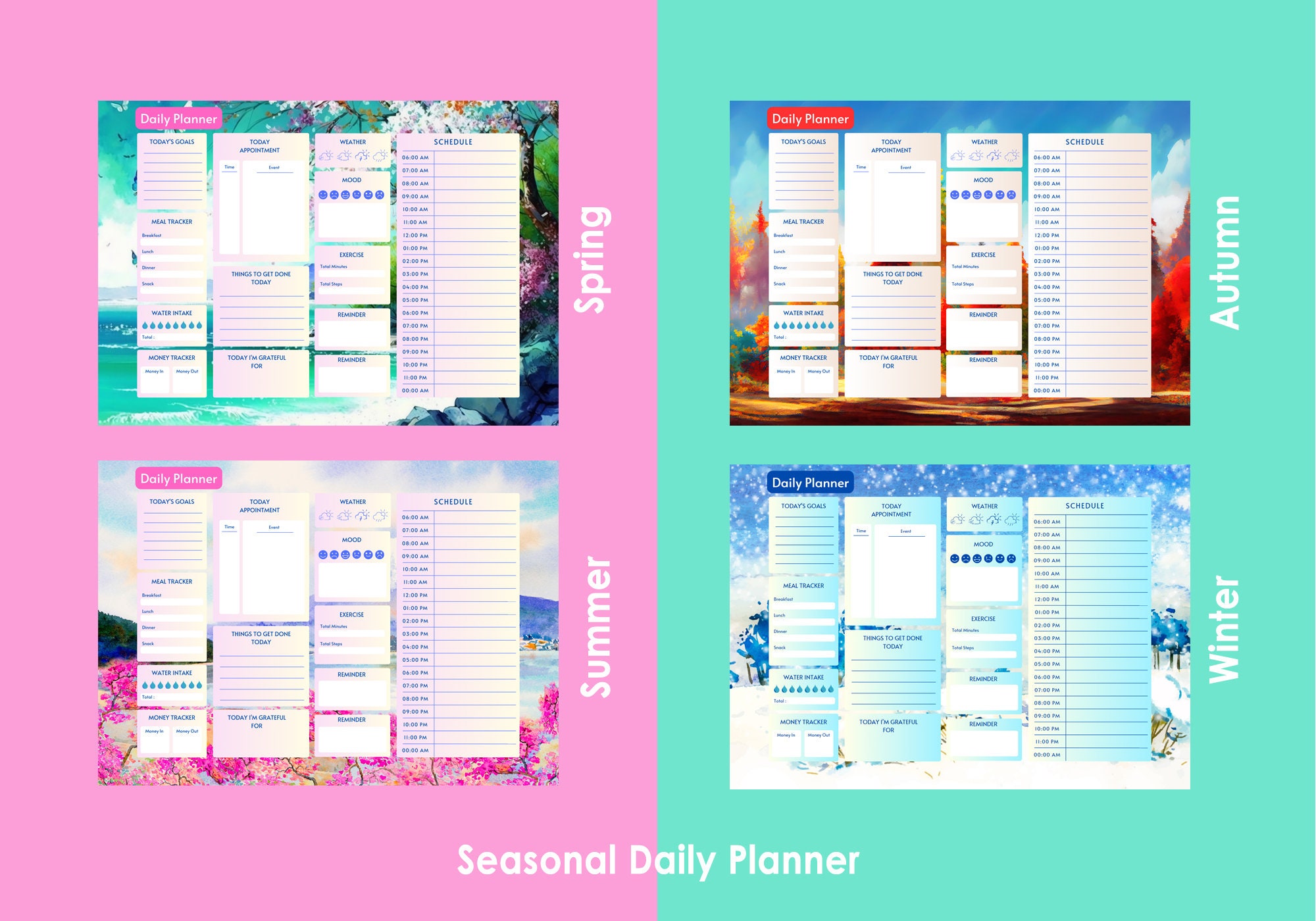 Complete Undated Onenote Planner With Colorful Seasonal Themes. User ...