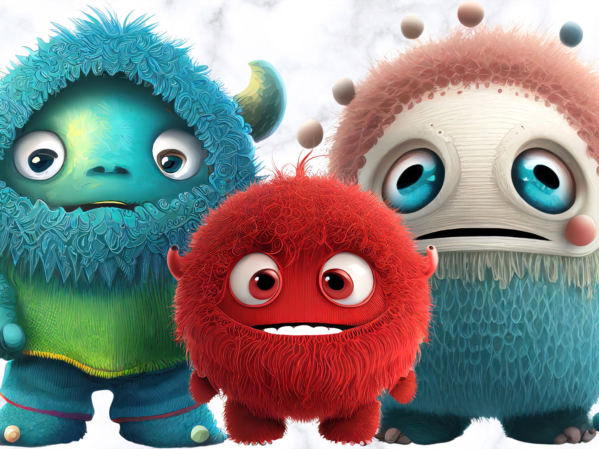 Collection of 30 High-quality 3D Monster Cliparts Cute Monsters ...