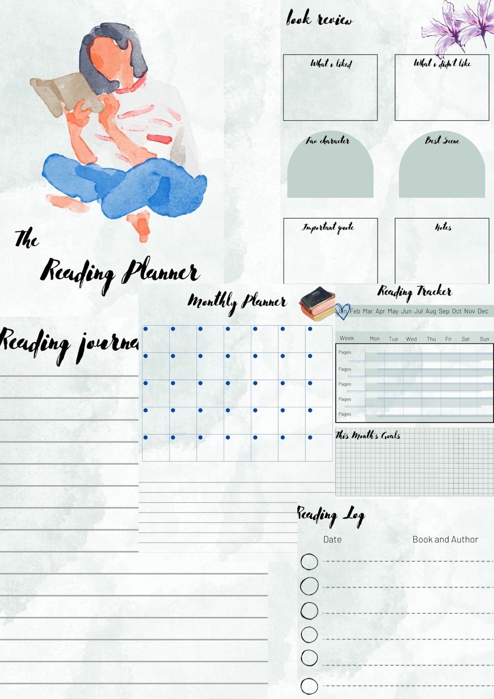 Book Reading Tracking Chart Dijital Printable and Goodnotes - Etsy
