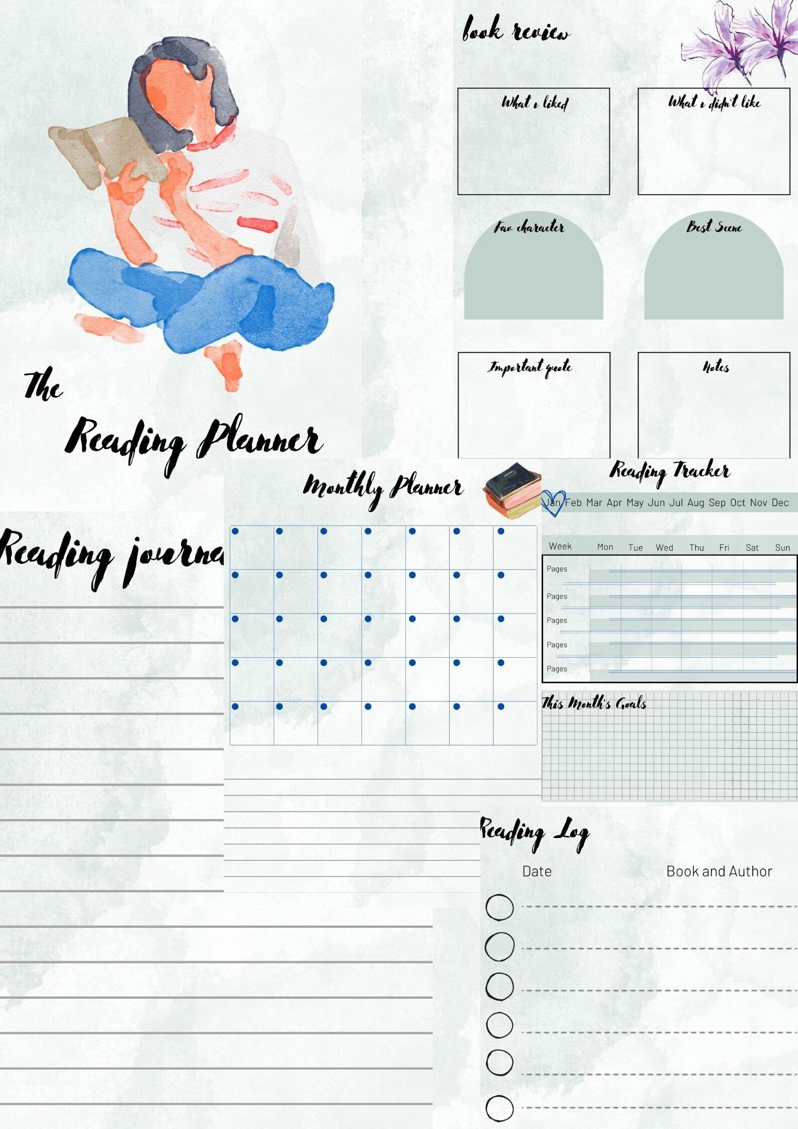 Book Reading Tracking Chart Dijital Printable and Goodnotes - Etsy