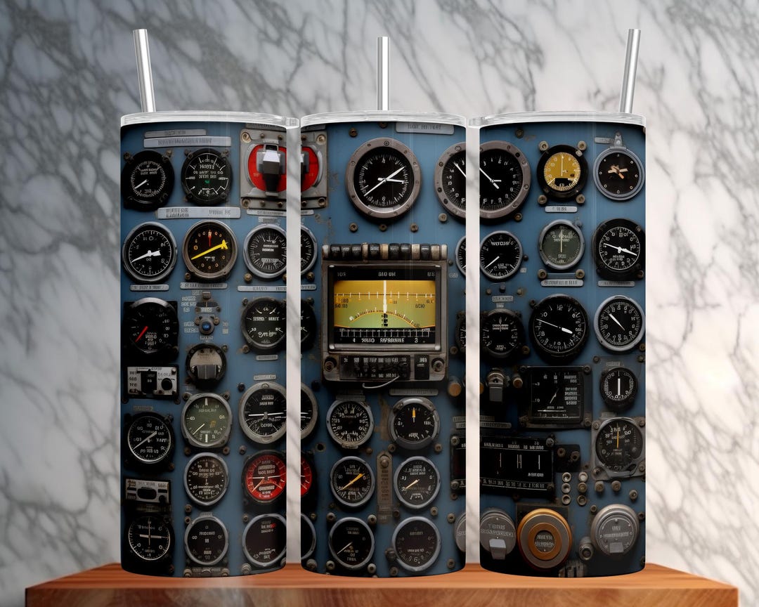 Airplane Cockpit Panel 20oz Skinny Tumbler Sublimation Design Aircraft ...