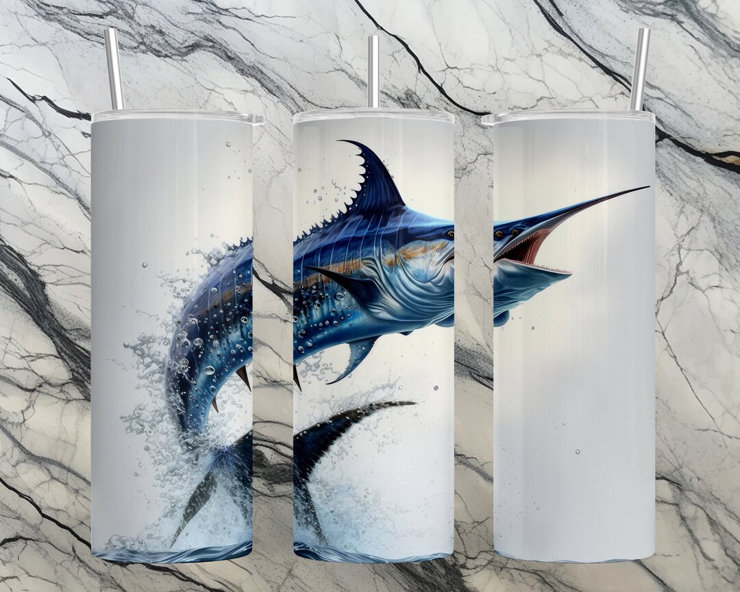 Blue Marlin 20oz Tumbler Sublimation Design Ocean Deep Sea Fishing ...