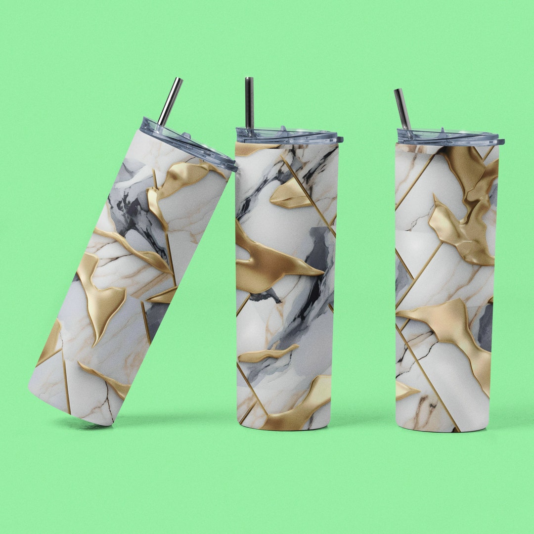Seamless 3D Golden Marbles 20 Oz Skinny Tumbler Sublimation Design ...