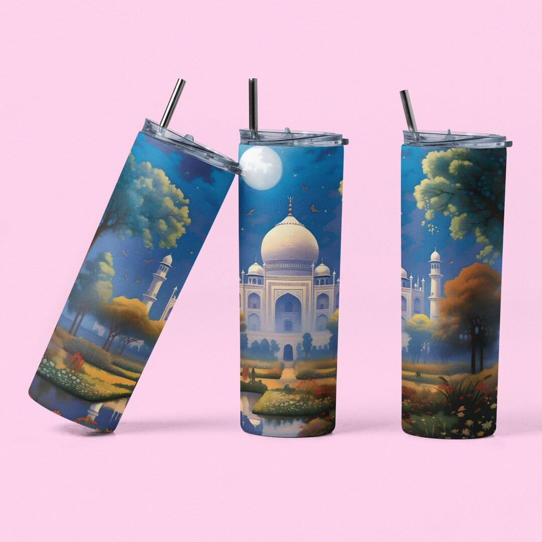 Taj Mahal Drawing Landscape | 20 Oz 30 Oz Skinny Tumbler Sublimation ...