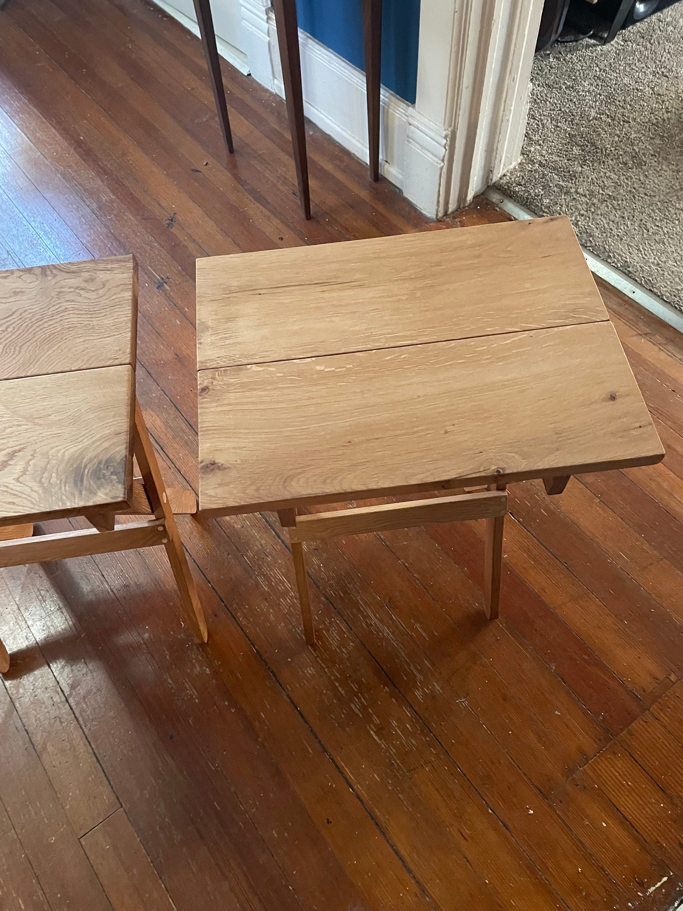 Pair of Folding TV Trays, Oak and Oak Folding Table, With Stand - Etsy