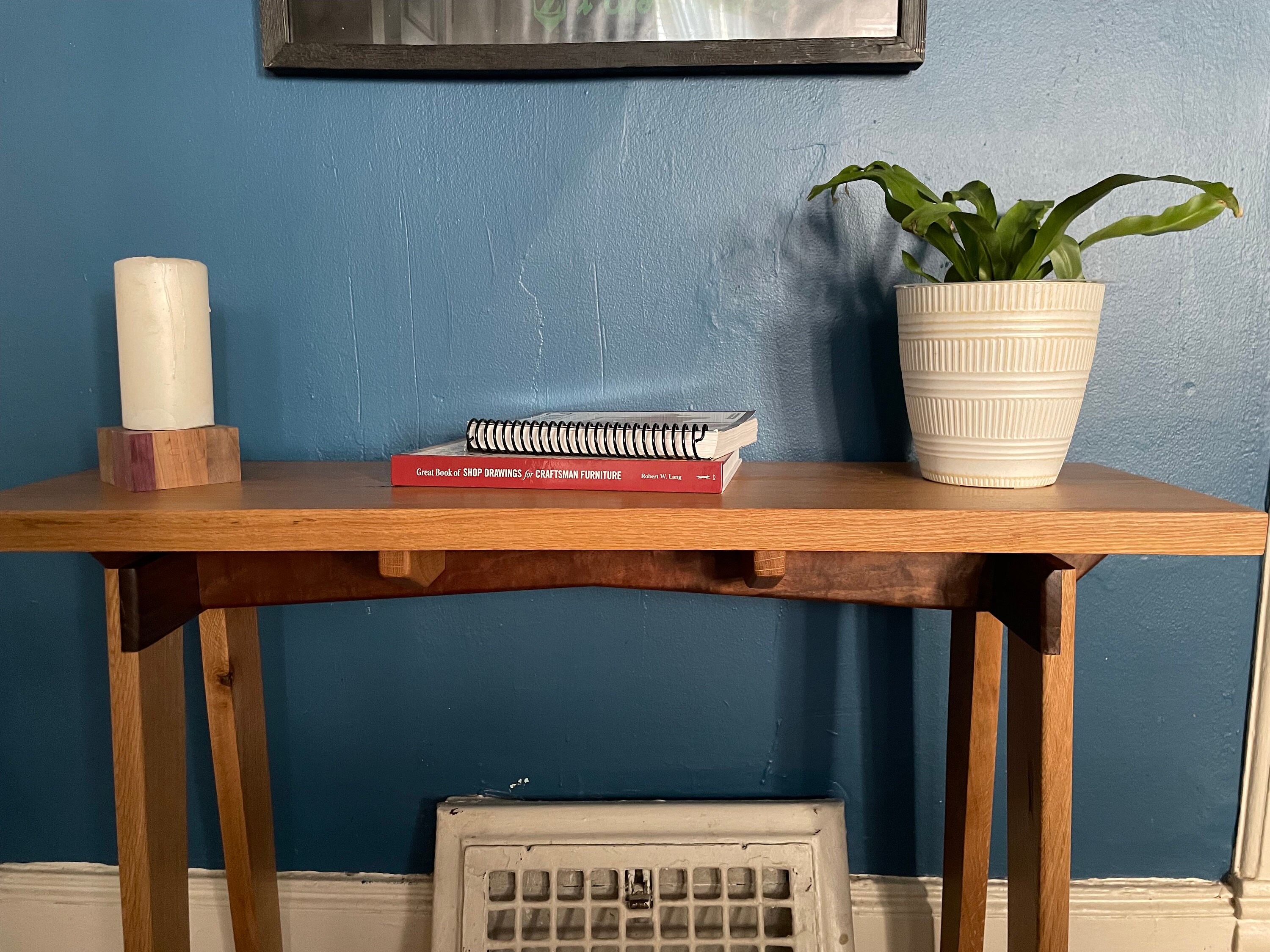 Walnut and Oak Midcentury Modern Hall Table Handmade Solid Hardwood ...