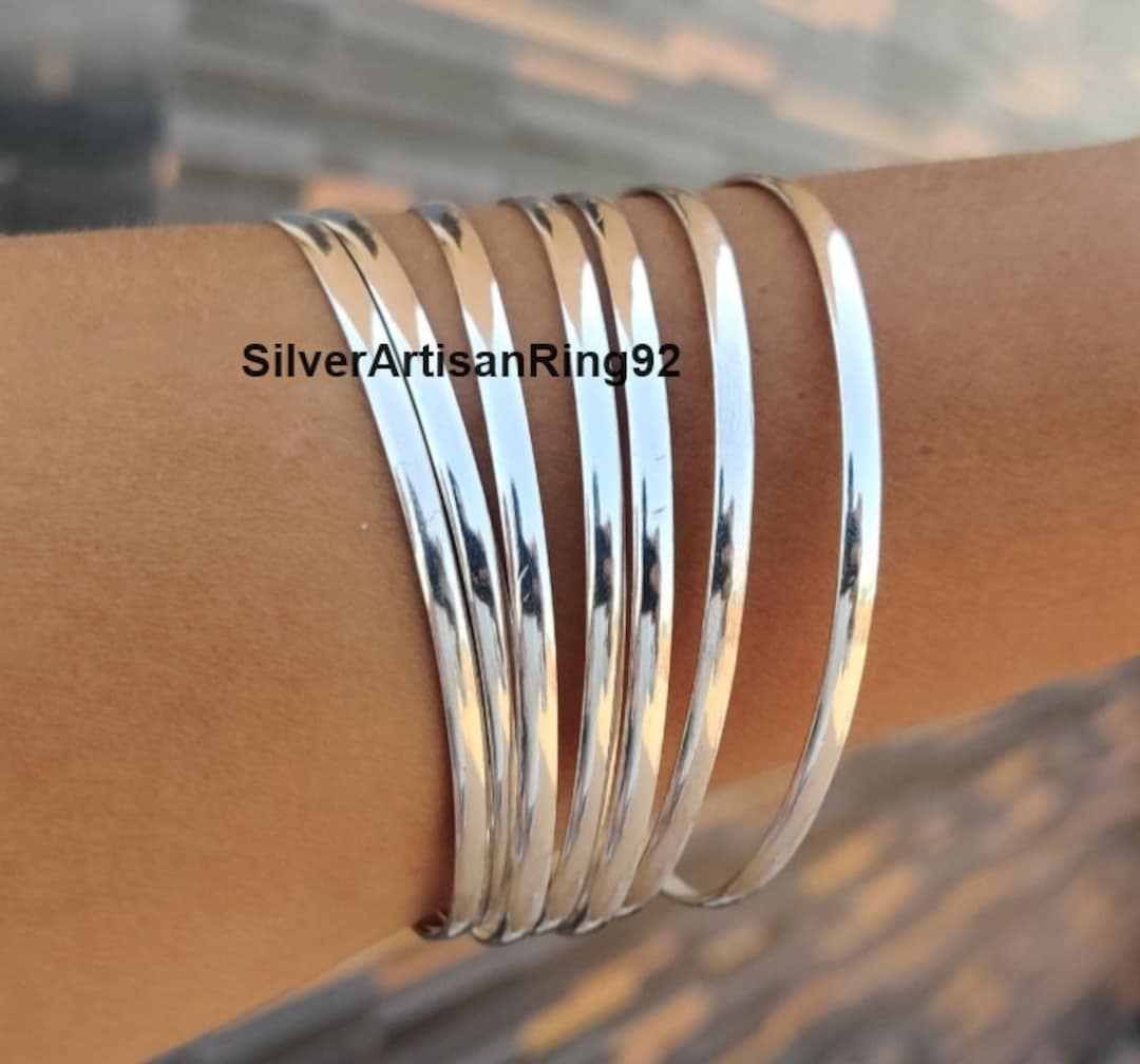 Silver Bangles 7 Set of Bangles Set of Bangles Silver - Etsy UK