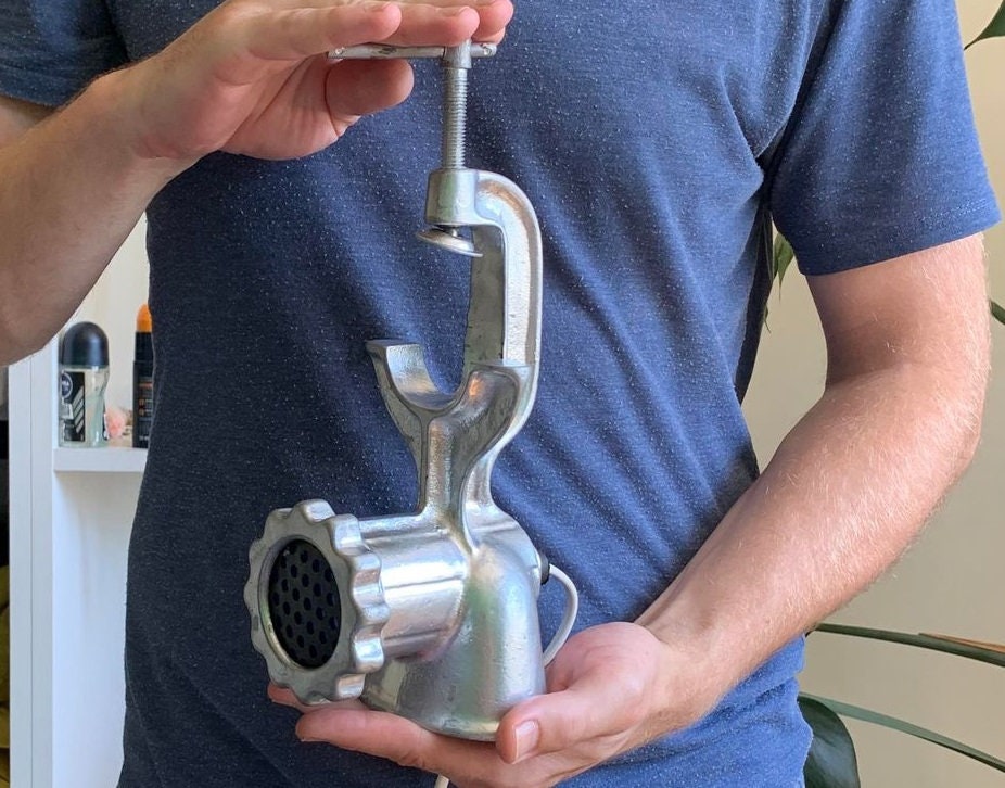 Vintage Meat Grinder Lamp With Blue Light - Etsy