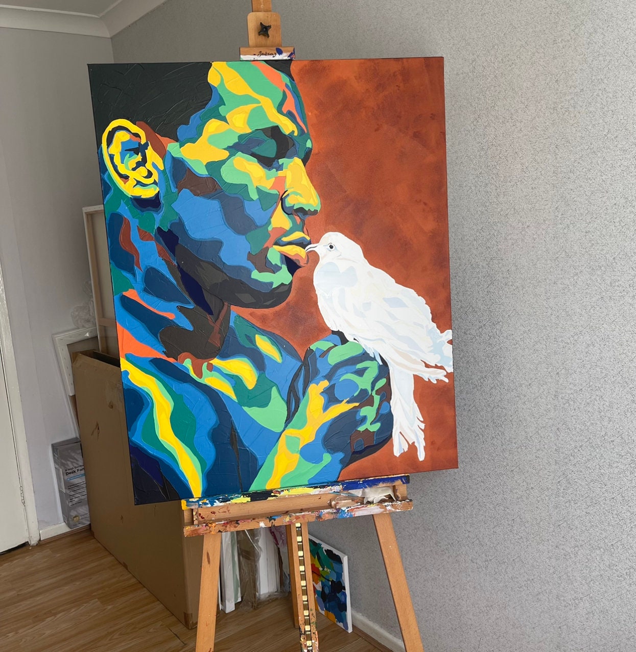 Mike Tyson With Pigeon Original Painting for Living Room Mike Tyson ...