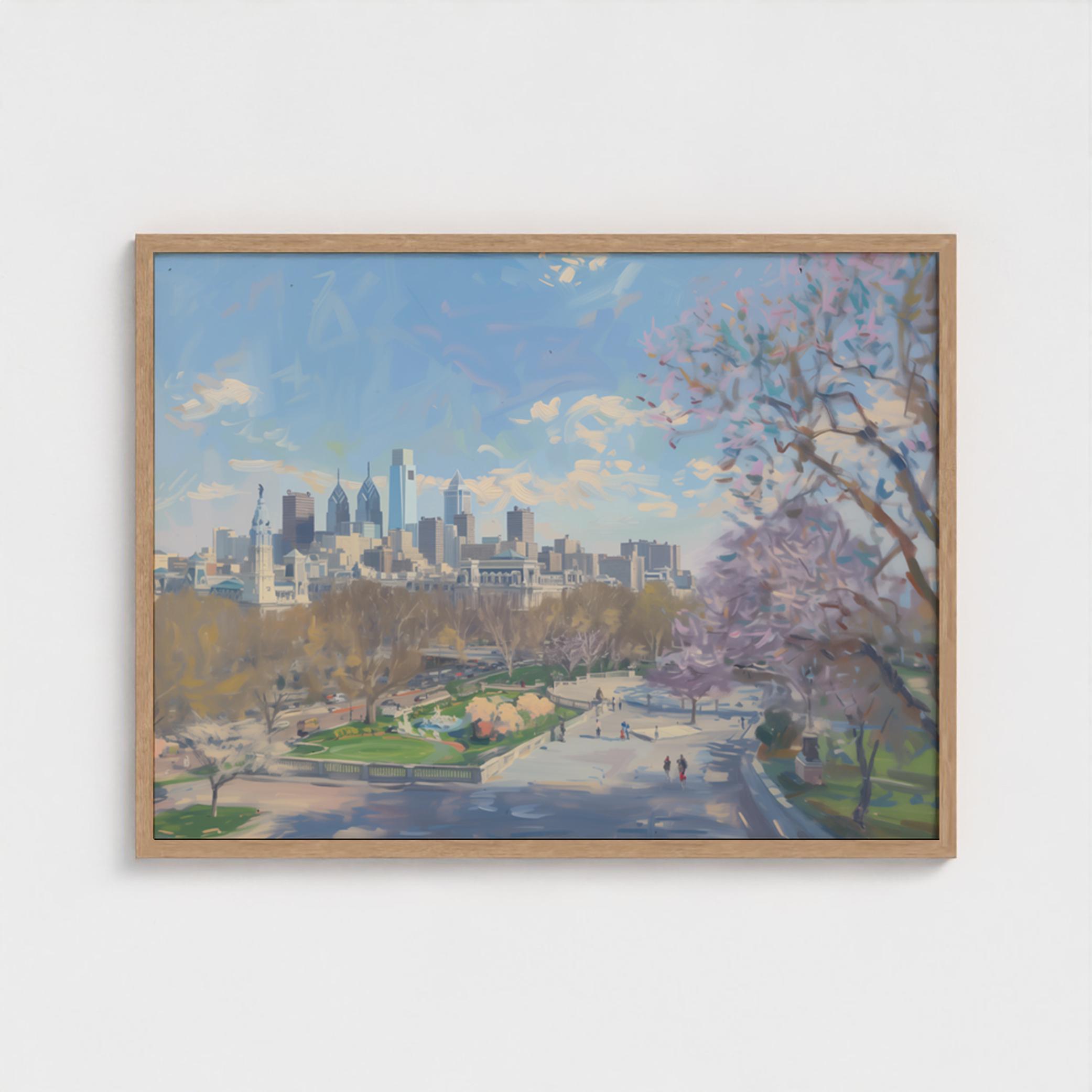 Philadelphia Skyline Painting Philly Skyline Art Print USA Pennsylvania ...