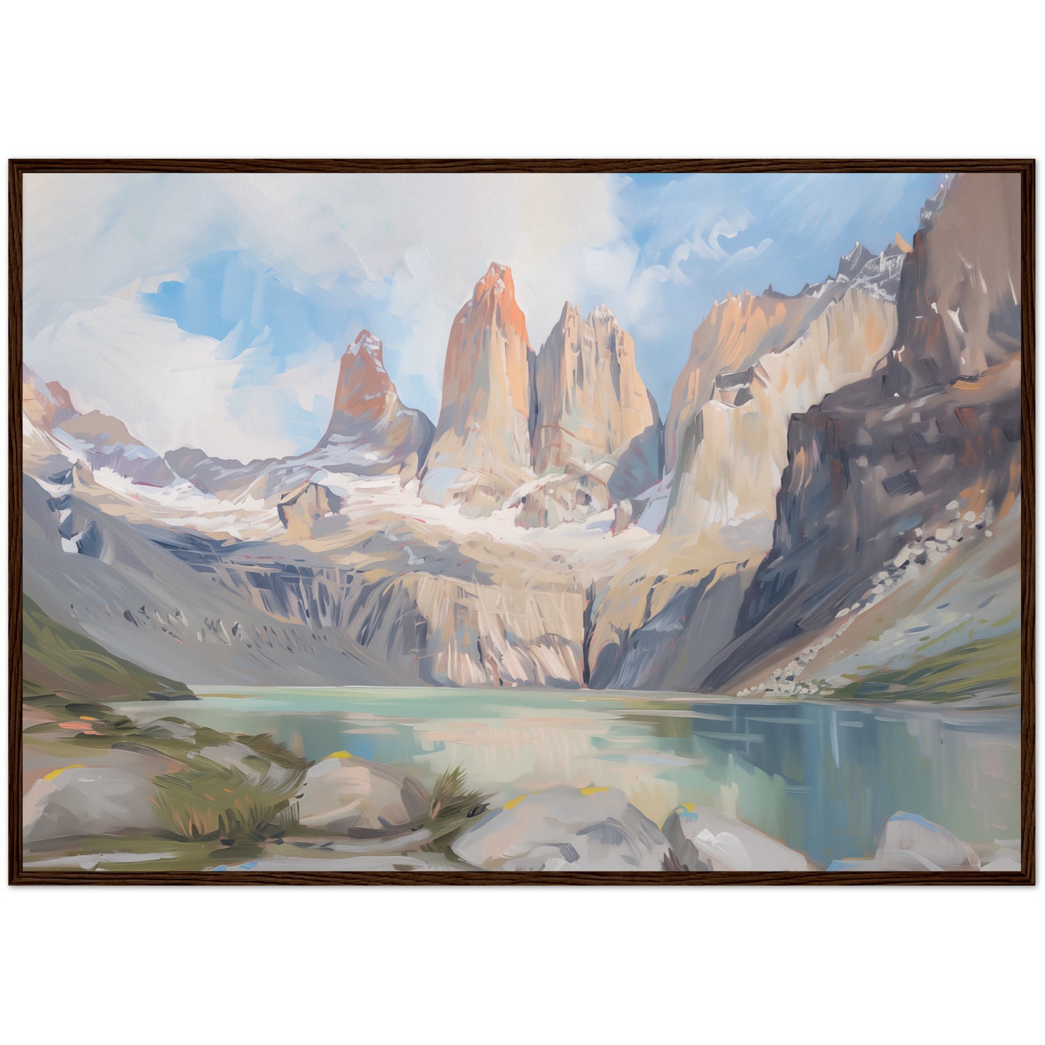 Torres Del Paine Painting Chile Travel Art Print South America ...