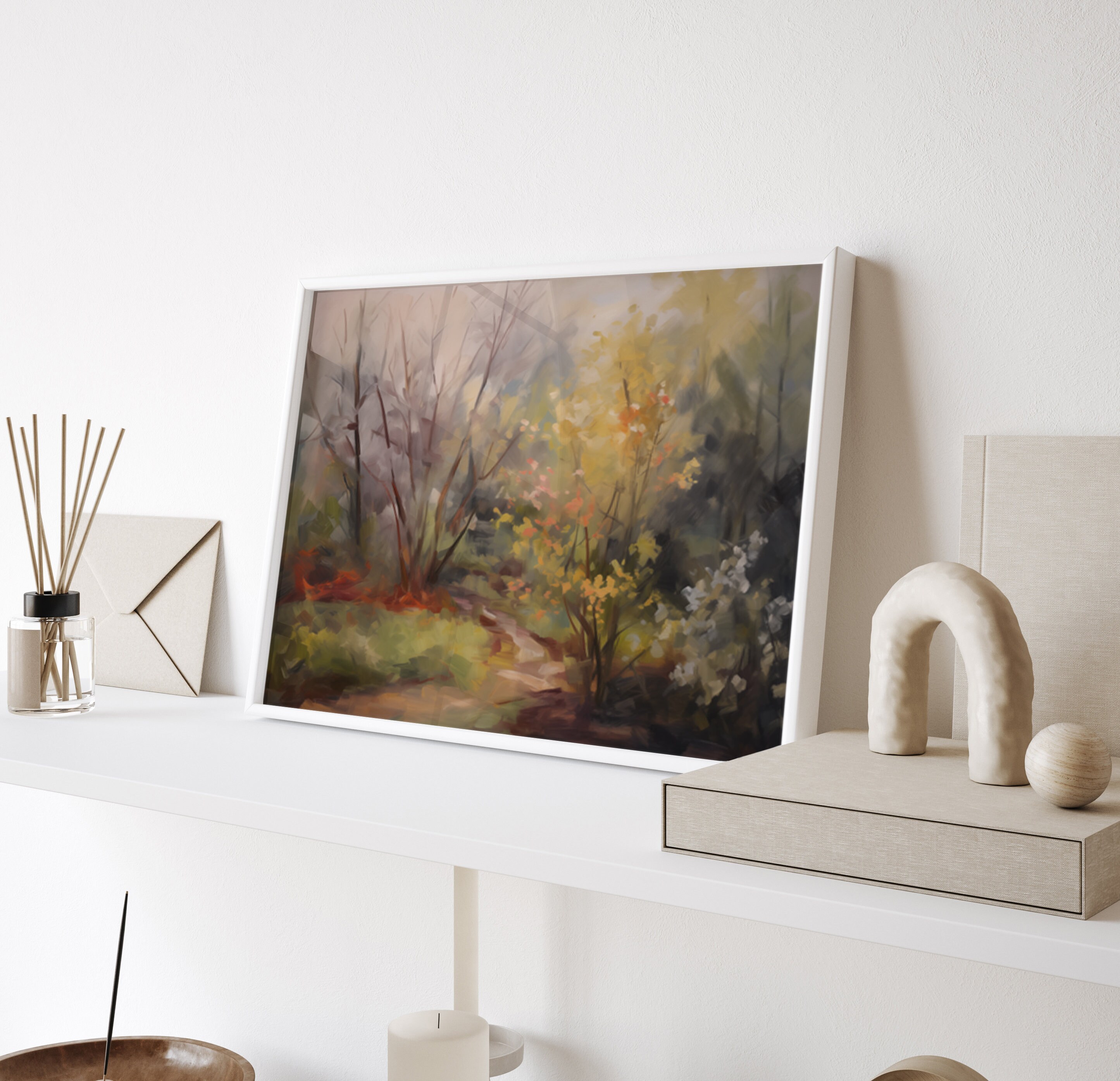 Colourful Spring Garden Painting Nature Landscape Art Floral Field Wall ...