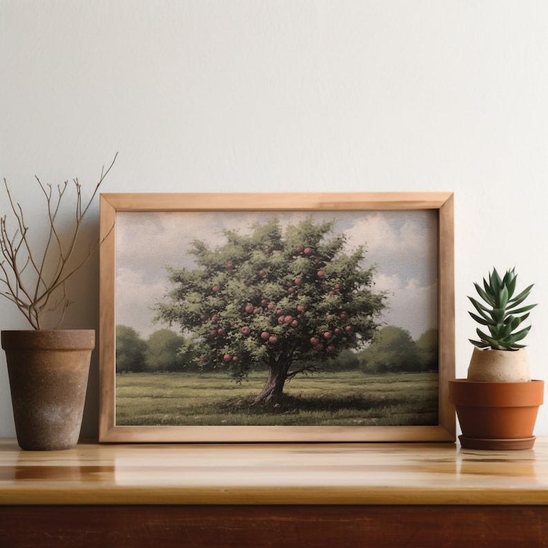 Vintage Apple Tree Painting Tree Painting Nature Wall - Etsy