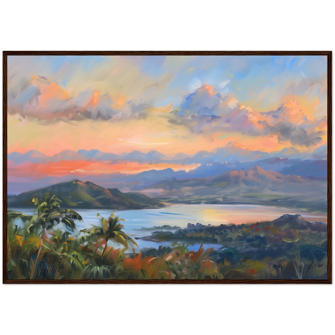 Hawaii Oil Painting Tropical Landscape Art Print Hawaii Scenery Wall ...