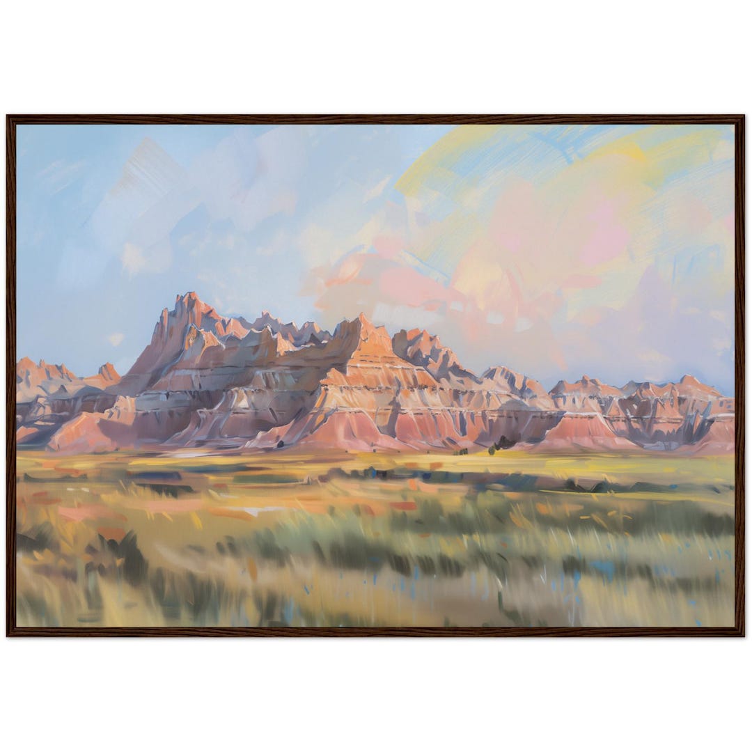 Badlands National Park Oil Painting South Dakota Art Print, Badlands ...